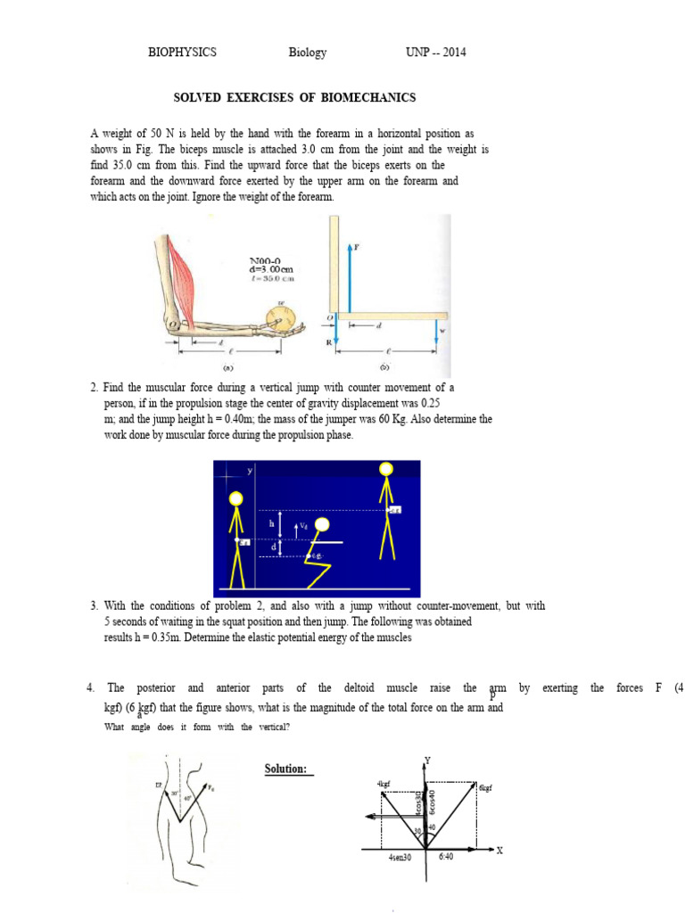 Biomechanics Problem Solutions | PDF | Force | Arm