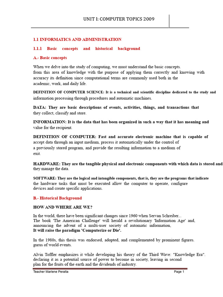 Topics in Computer Science | PDF | Random Access Memory | Computer Data ...