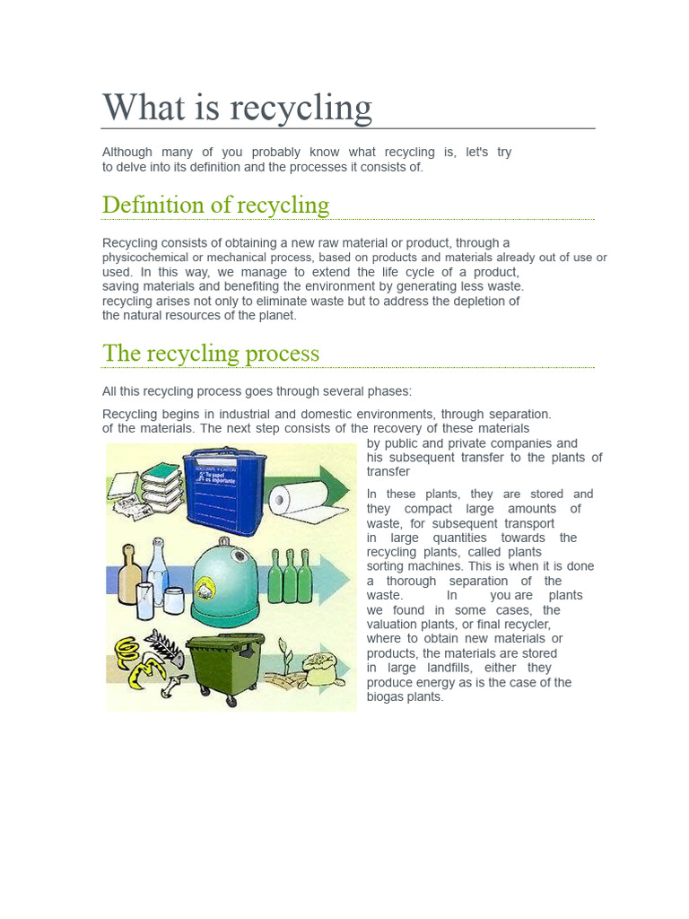 What Is Recycling and Types | PDF | Recycling | Plastic