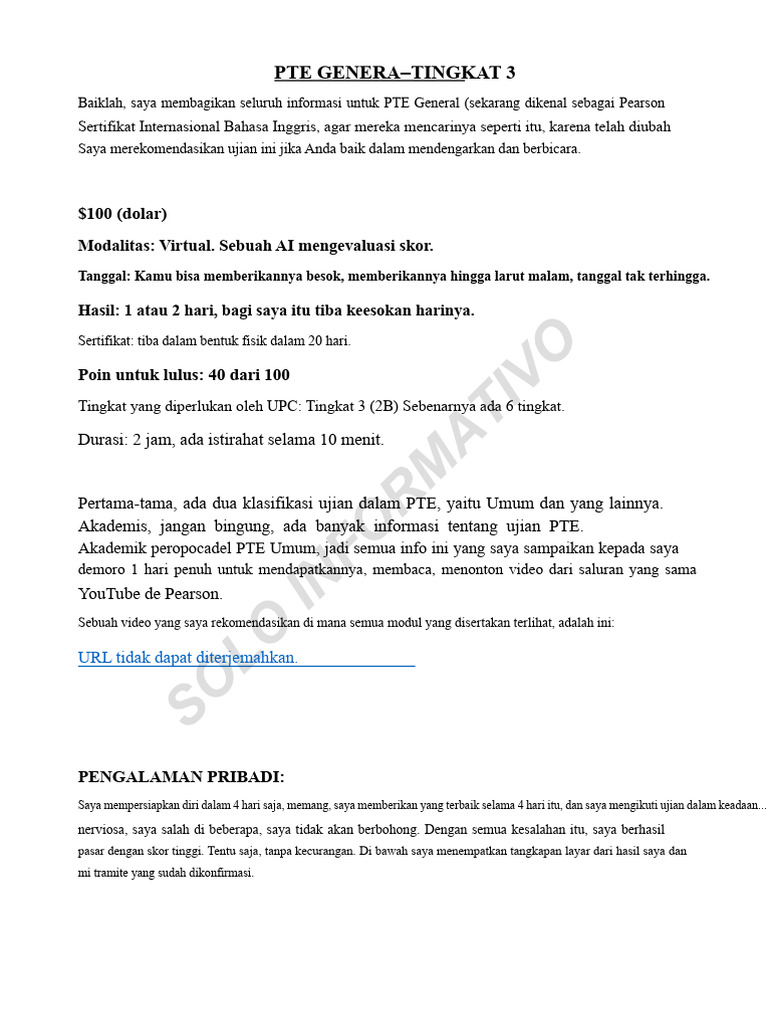 Panduan Lengkap Ujian PTE General | PDF