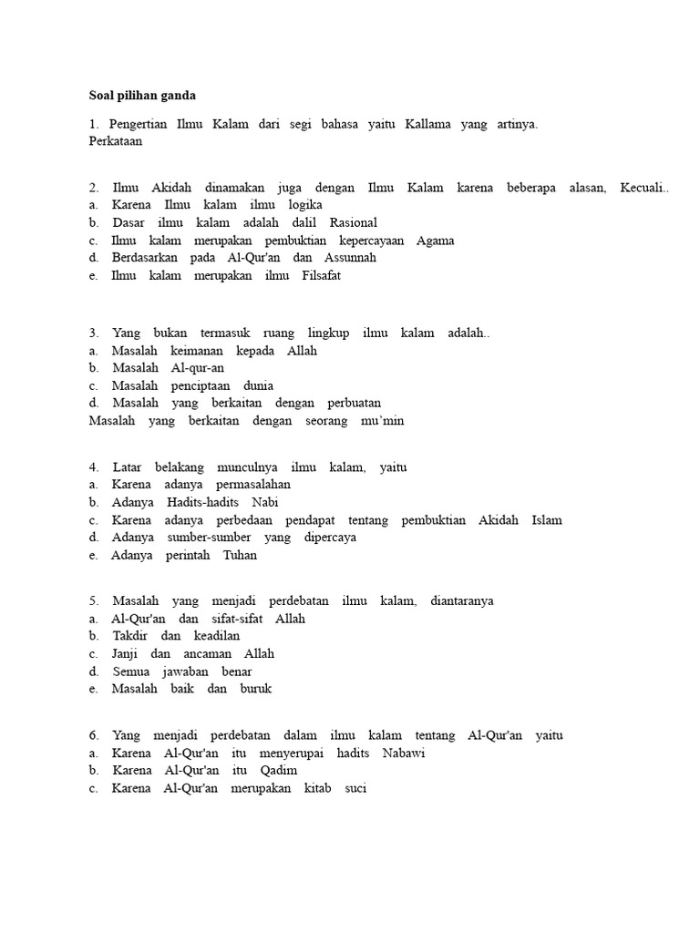 Soal Pilihan Ganda | PDF