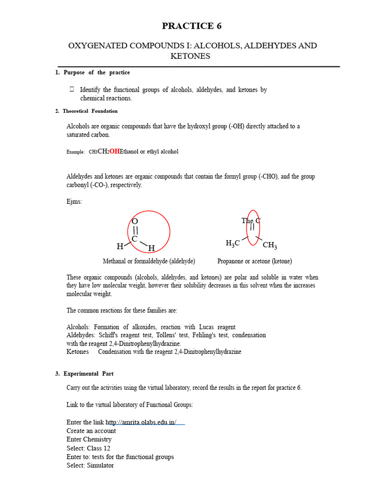 Practice N°6 Oxygenated Compounds 1 | PDF | Aldehyde | Ketone