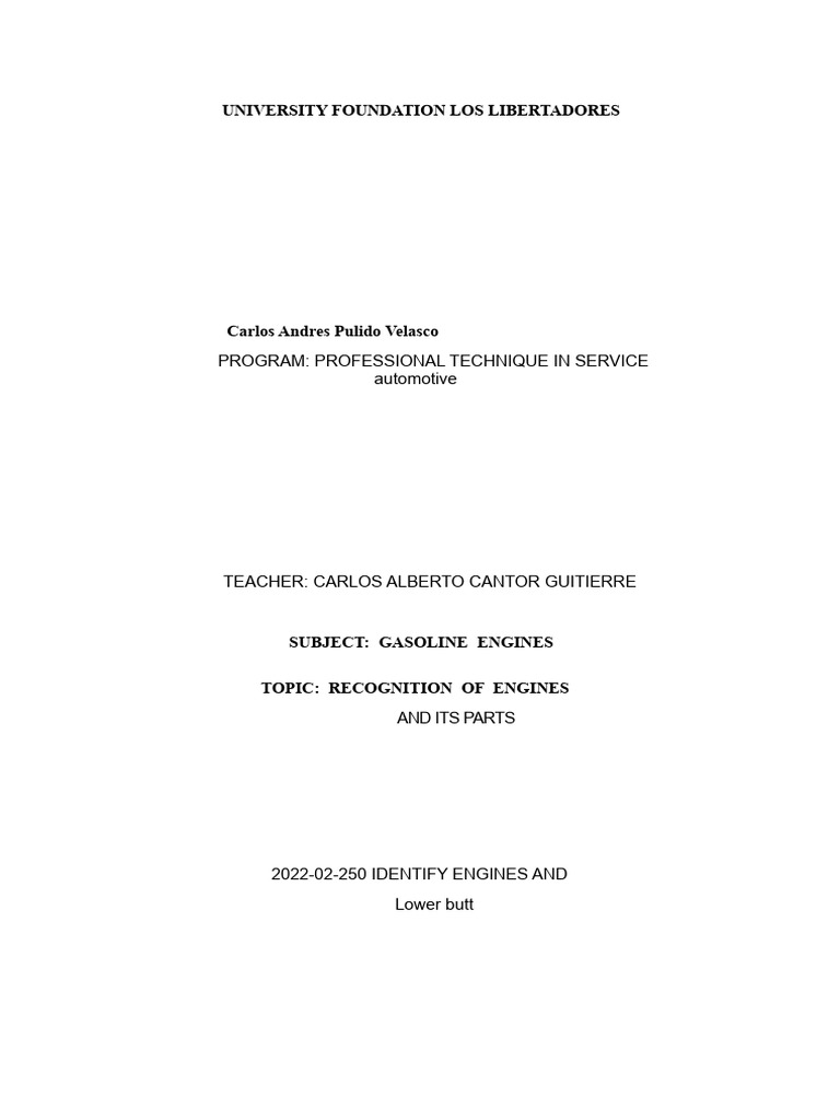 report 1 gasoline engines | PDF | Engines | Internal Combustion Engine