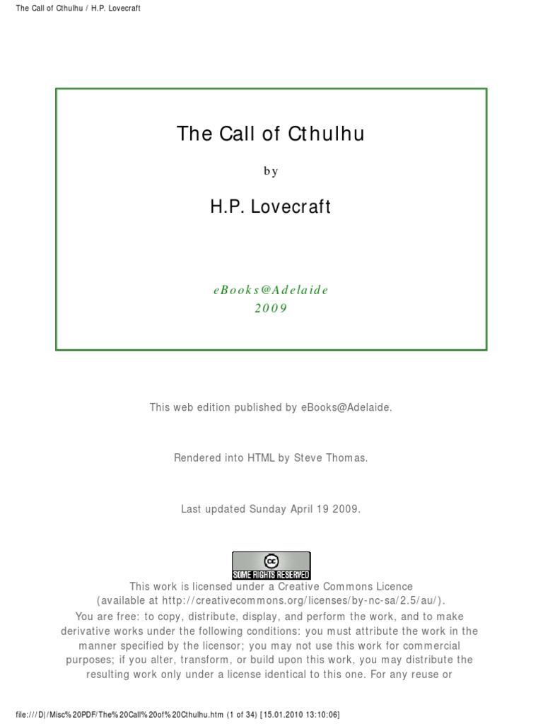 The Call of Cthulhu | PDF | Cthulhu | H. P. Lovecraft
