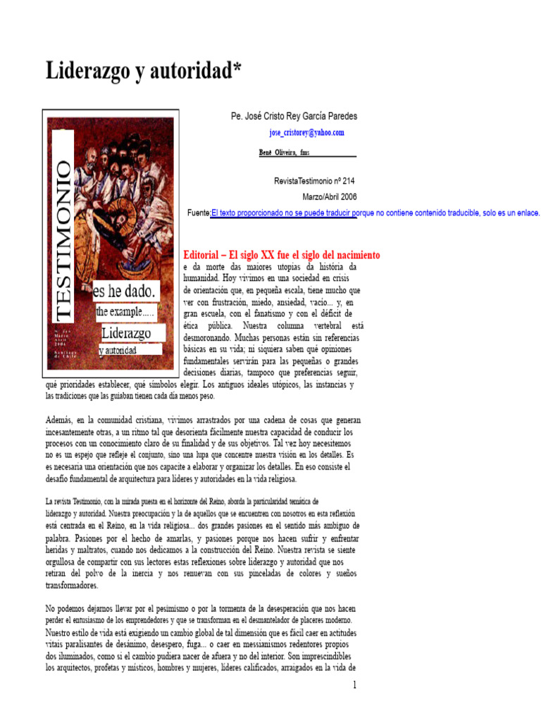LIDERAZGO y AUTORIDAD - J. Cristo Rey G. Paredes (LIDERAZGO | PDF ...