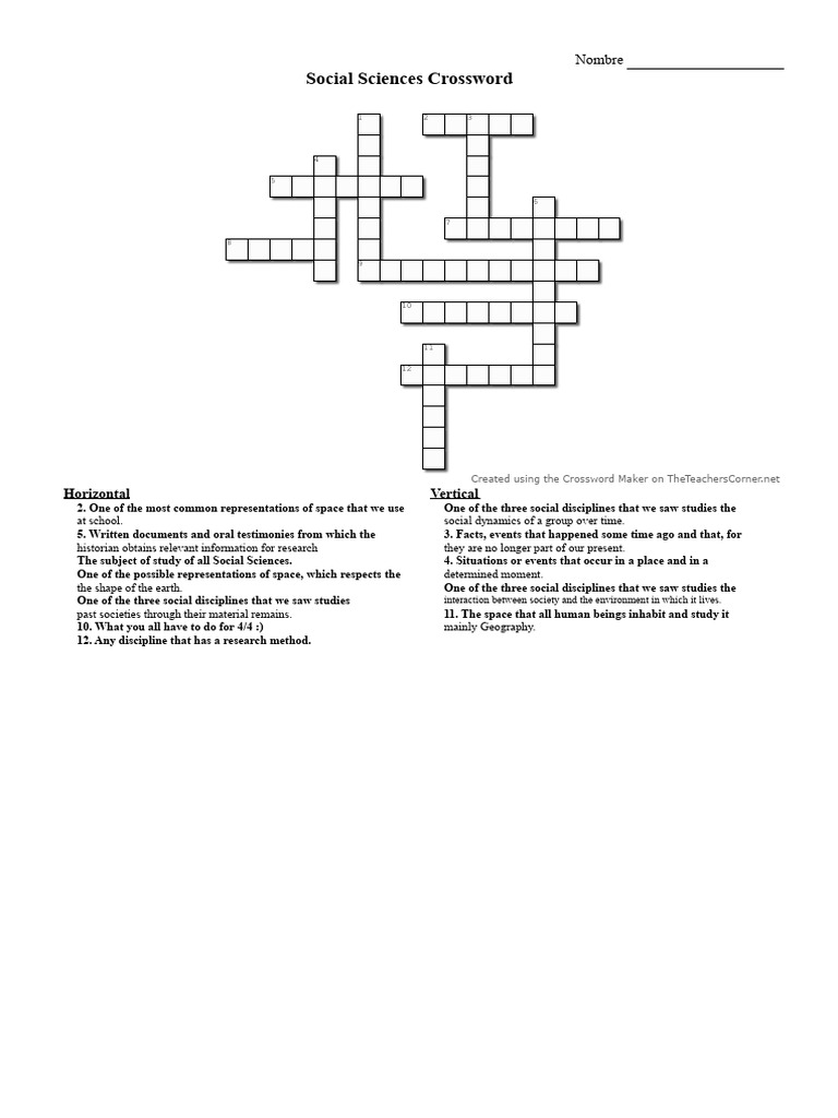 Social Sciences Crossword Puzzle | PDF