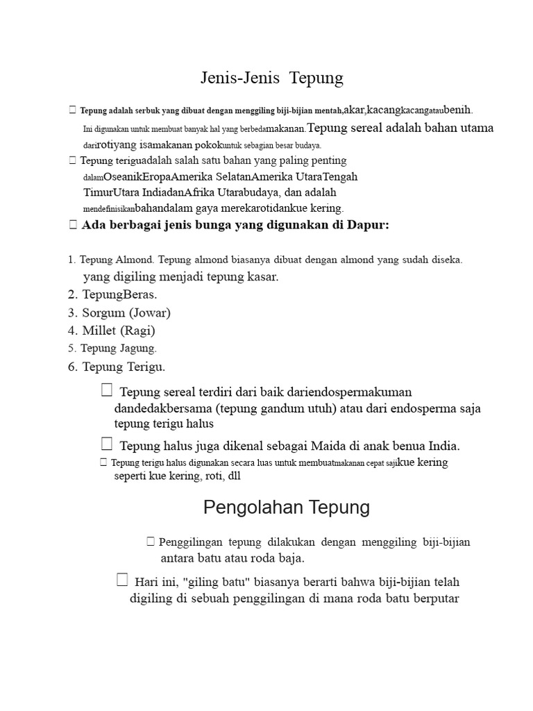 Jenis-Jenis Tepung | PDF