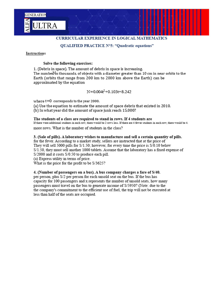 Quadratic Equations in Real-World Problems | PDF