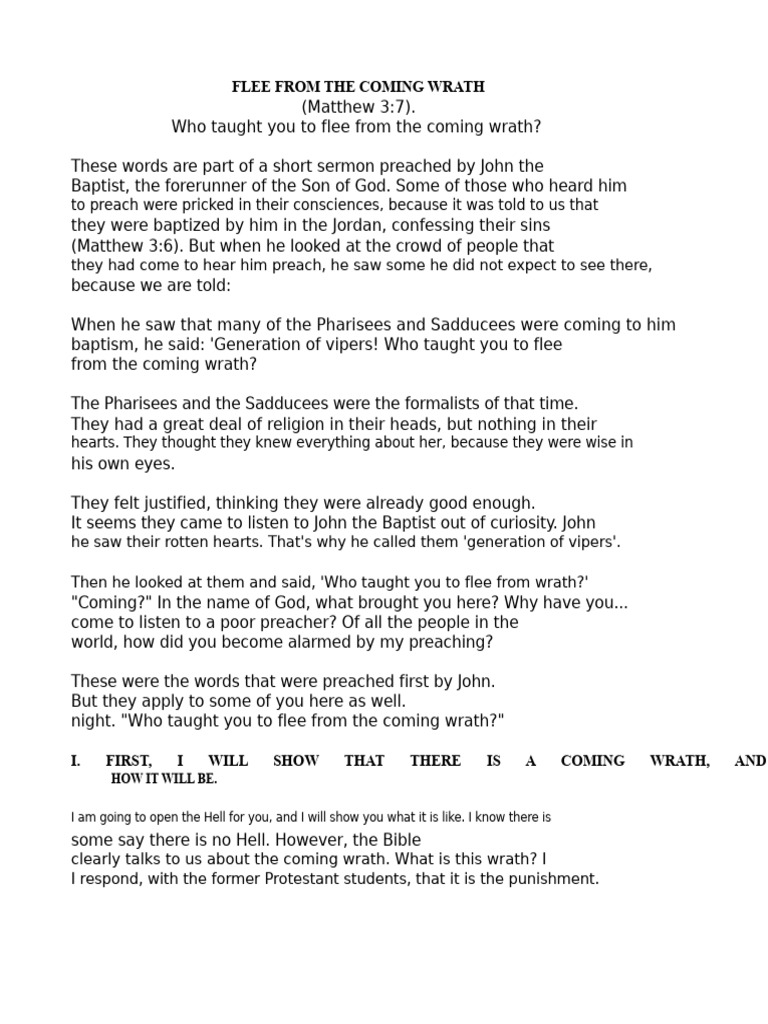 Flee from the Coming Wrath | PDF | Christian Belief And Doctrine | Theology