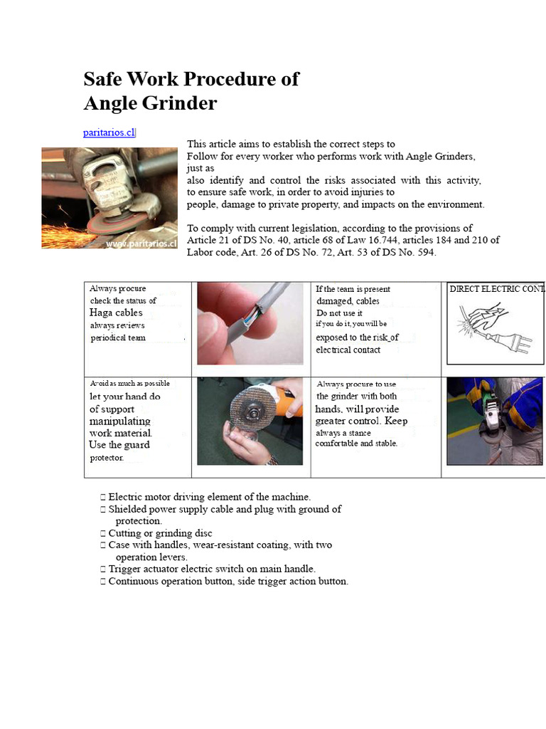 Angle Grinder Safety Procedures | PDF | Grinding (Abrasive Cutting ...