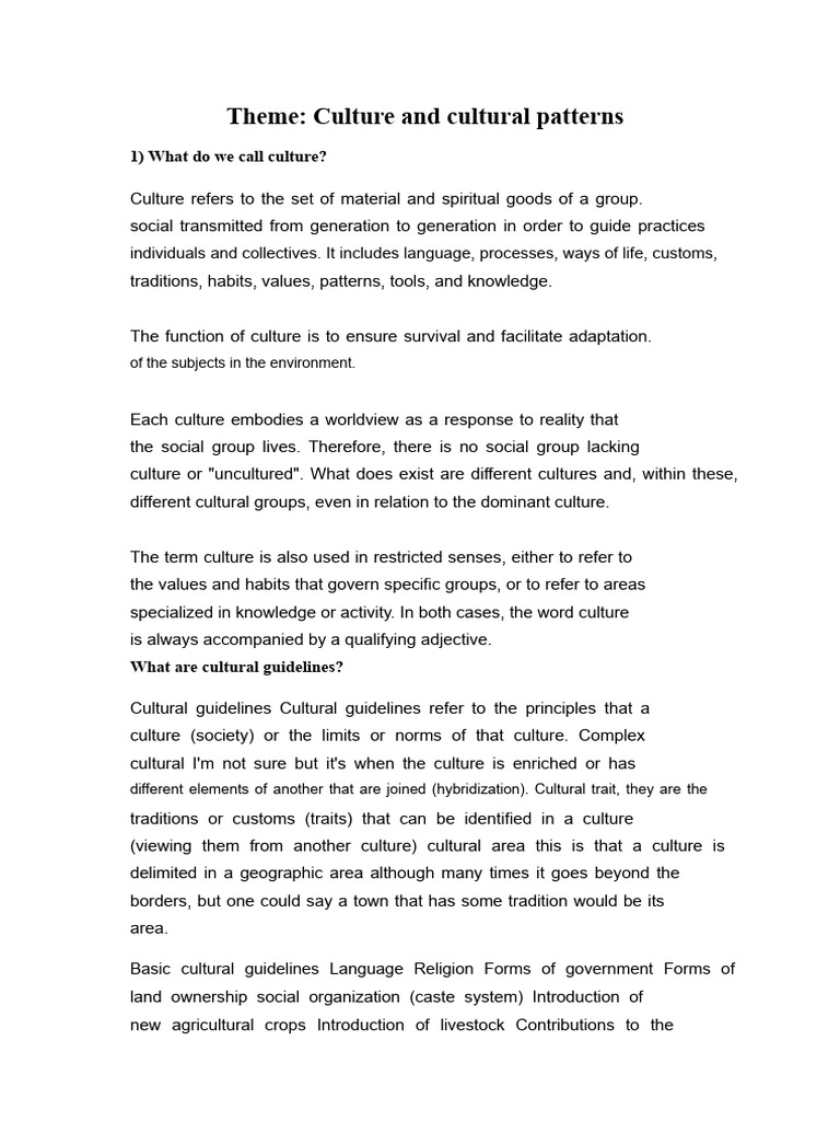 Culture and Cultural Guidelines | PDF | Knowledge | Traditions