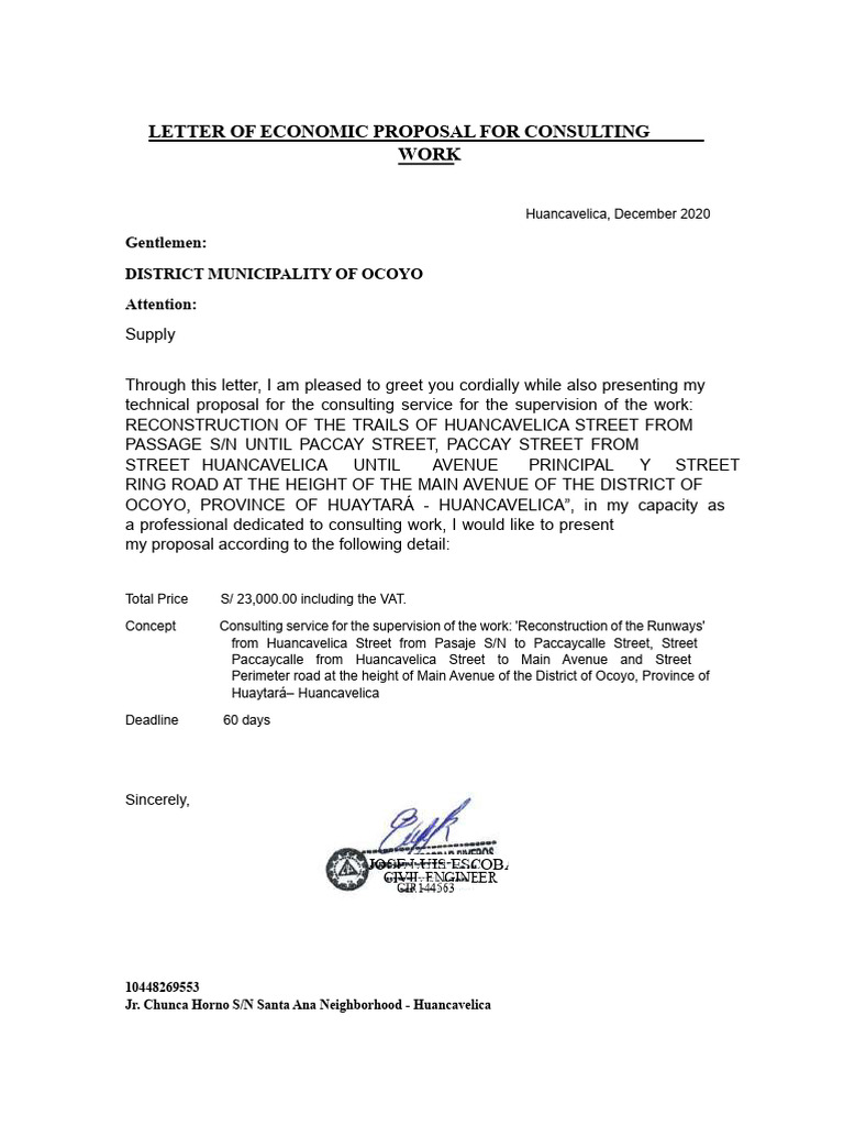 Letter of Economic Proposal | PDF