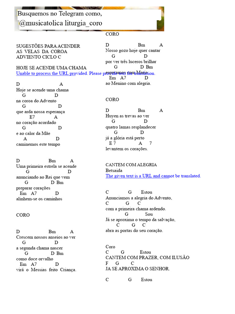 Cantos para Acender As Velas Da Coroa de Advento | PDF | Advento
