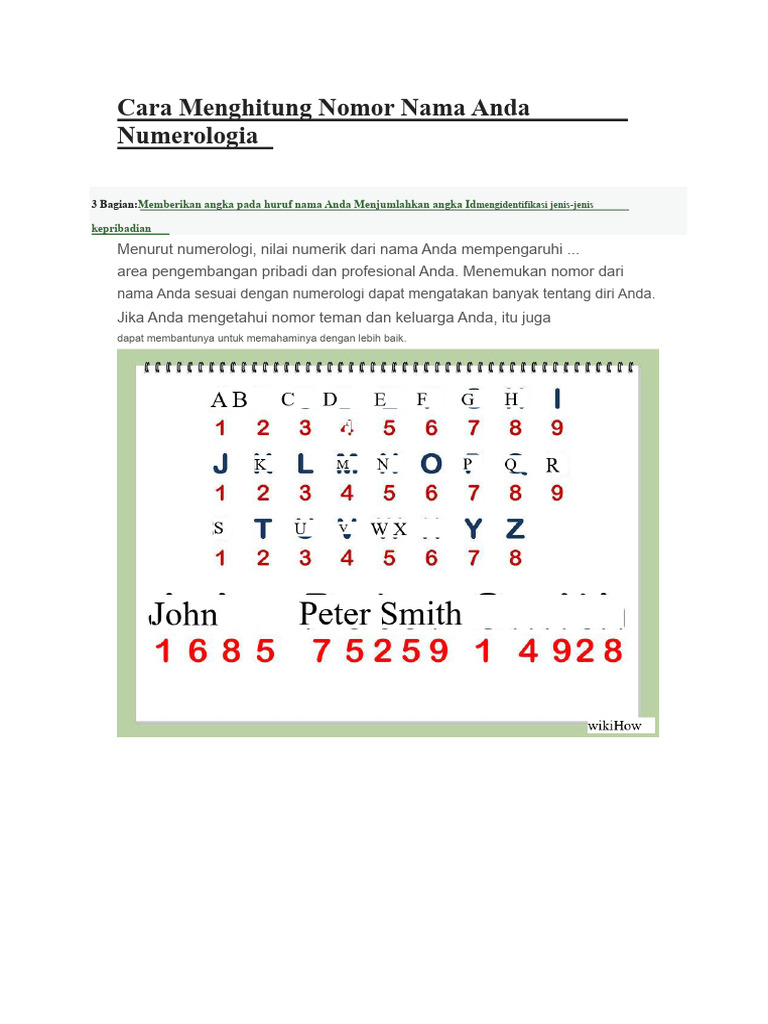 Cara Menghitung Angka Nama Anda Dalam Numerologi | PDF