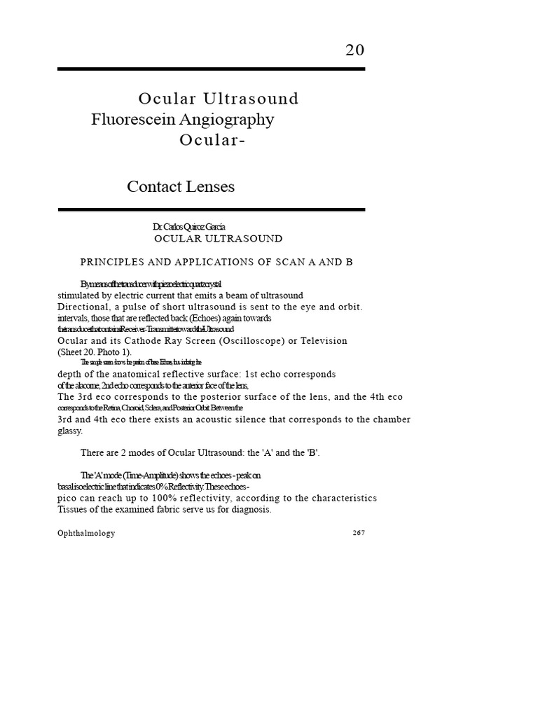 Ocular Ultrasound & Fluorescein Angiography | PDF | Contact Lens | Retina