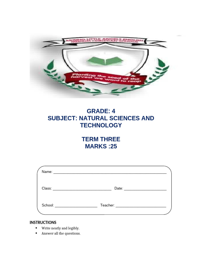 Grade 4 Natural Science Exam Paper | PDF | Sound | Noise