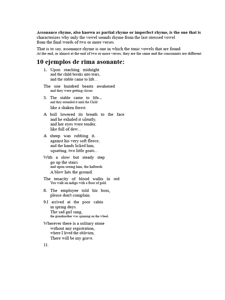 Consonant and Assonant Rhymes | PDF | Rhyme
