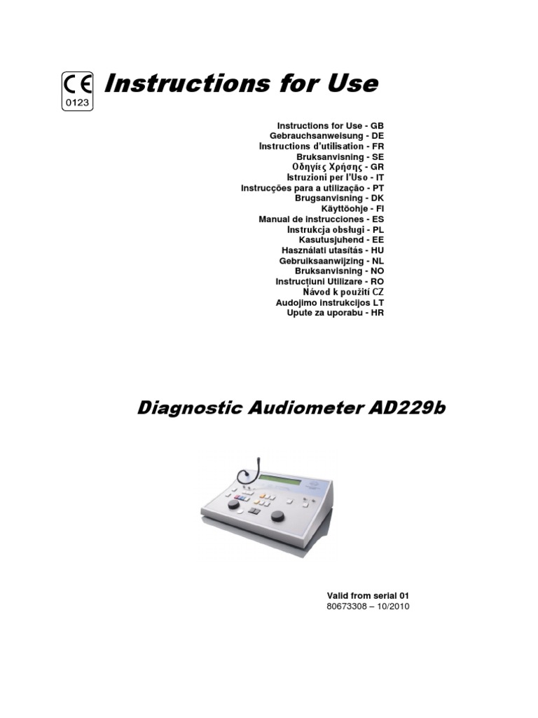 AD229b Audiometer User Instructions | PDF | Sound | Waves