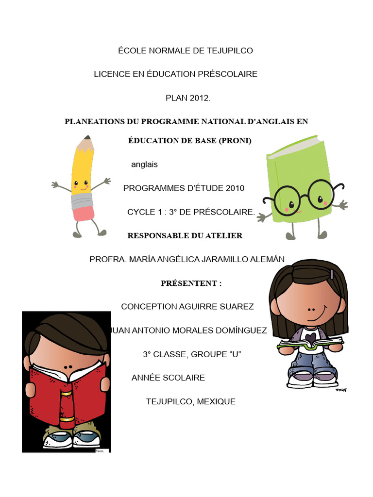 Programme d'anglais en éducation préscolaire | PDF | Apprentissage ...