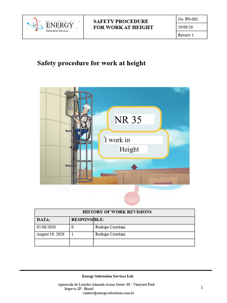 Work at Height Safety Procedure Guide | PDF | Scaffolding | Stairs
