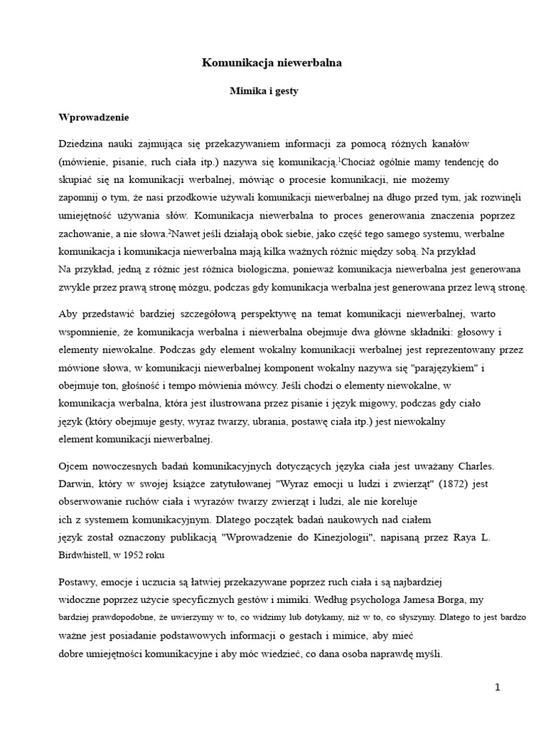 Projekt Mowy Ciała (Gesty I Mimika) | PDF