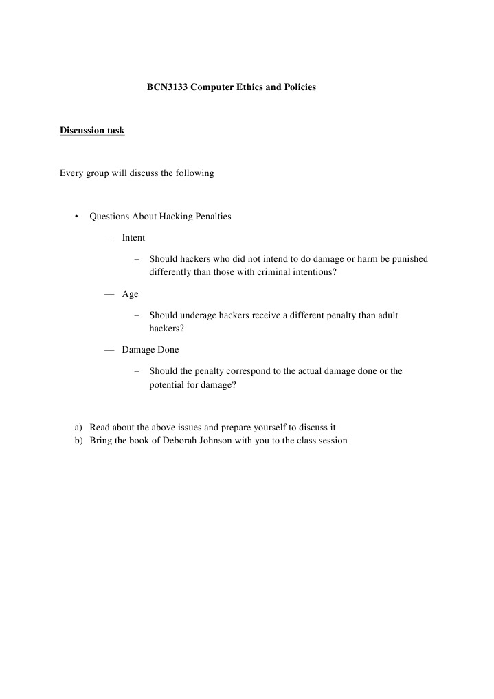 Computer Ethics: Hacking Penalties Discussion | PDF
