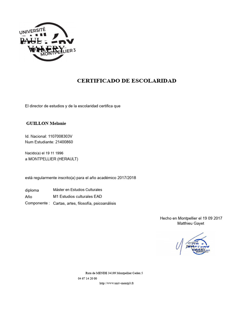 Certificado de Escolaridad | PDF