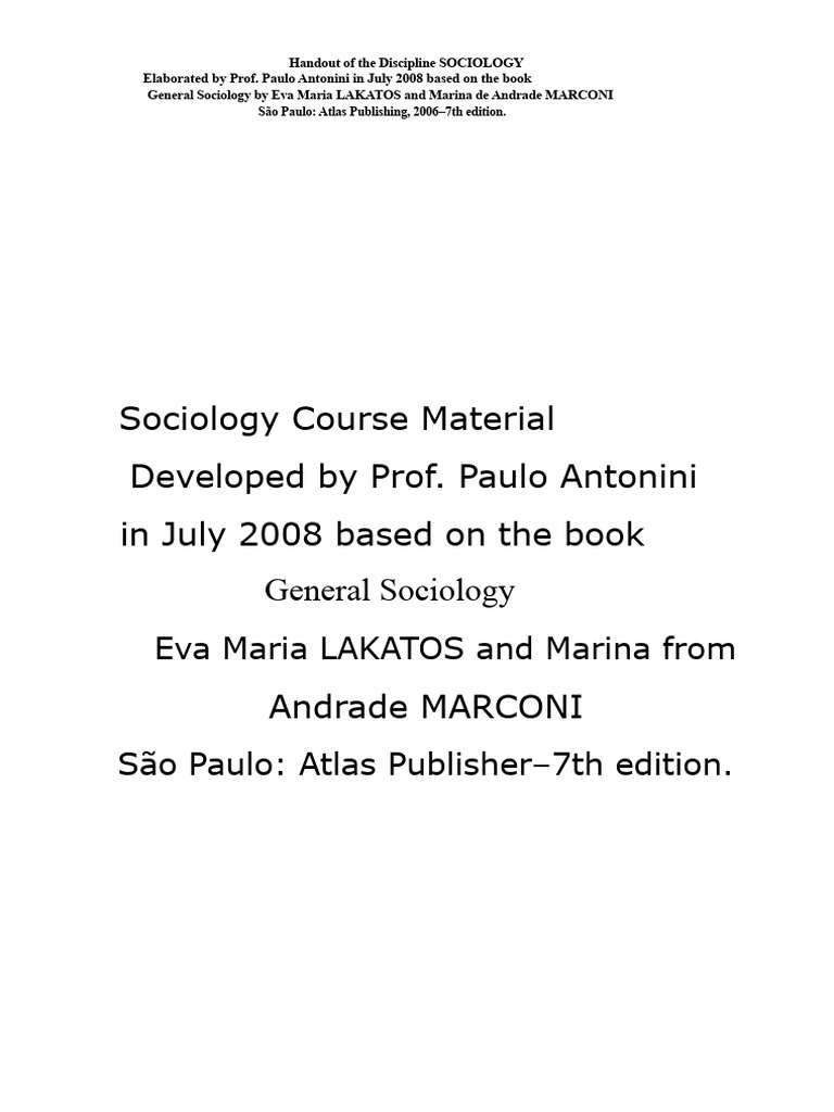 Handbook of The Book General Sociology | PDF | Sociology | Social Sciences