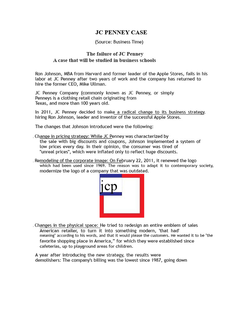 Case JC Penney - EC4 and Recovery | PDF | Business | Business Economics
