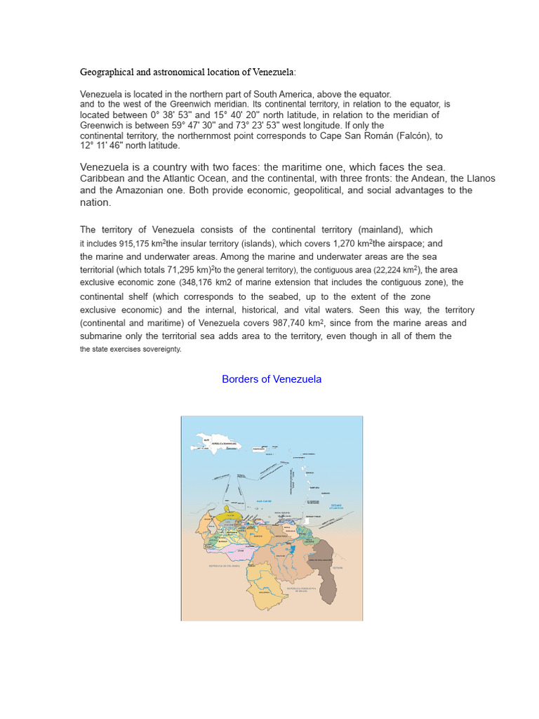 Venezuela's Geographical Boundaries | PDF | Territorial Waters | Venezuela