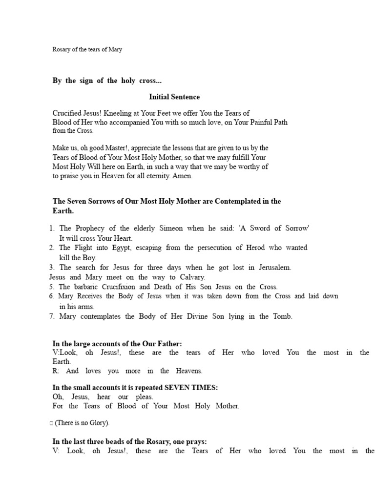 Rosary of The Tears of Mary | PDF