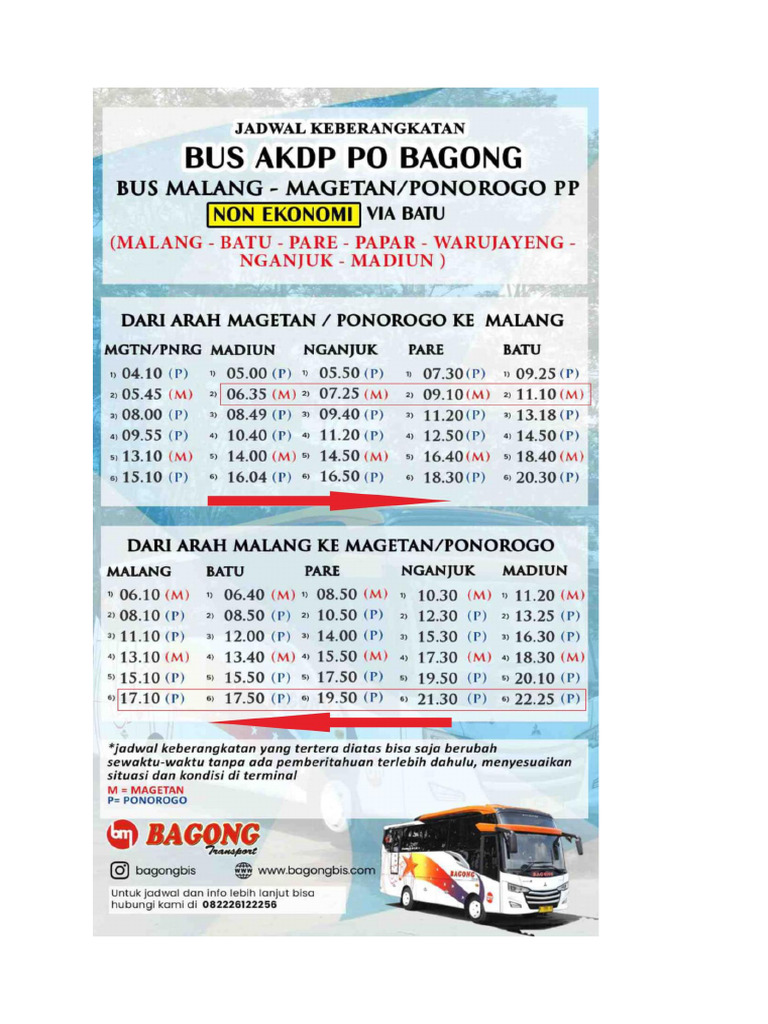 Jadwal Bus Bagong | PDF