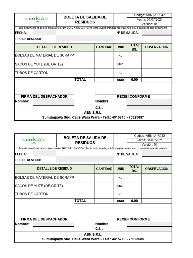 Boleta Venta Reciclado | PDF | Residuos | Materiales