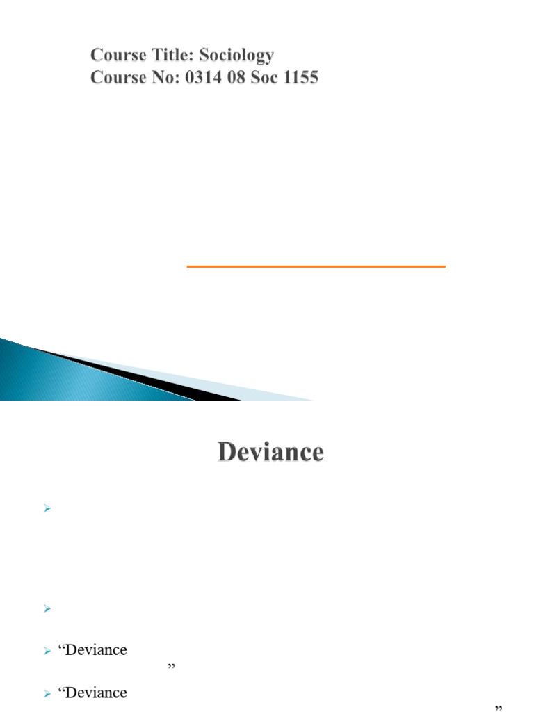Deviance, Crime, Social Control (Lecture-7) .. | PDF | Deviance ...