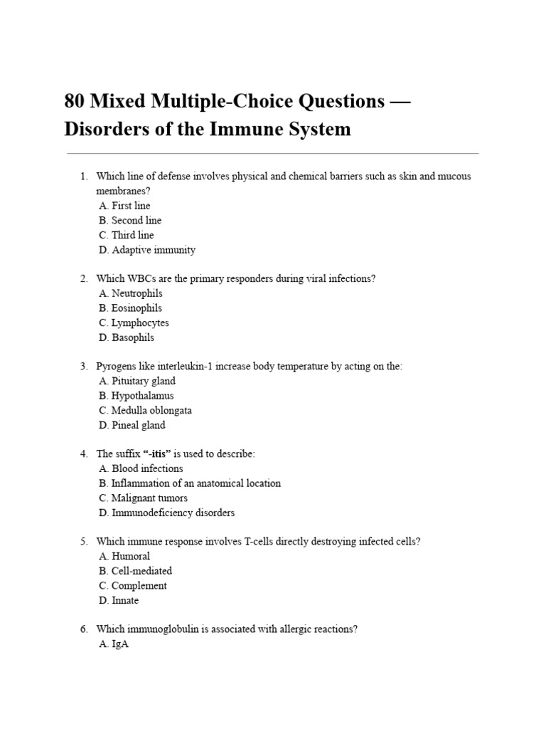 Human Patho Unit 1 Mcqs Uwi Unit 2 | PDF | Immune System | Autoimmunity