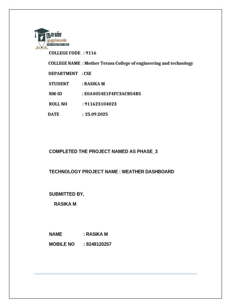 Weather Dashboard Phase - 3 | PDF | Software Development | Software