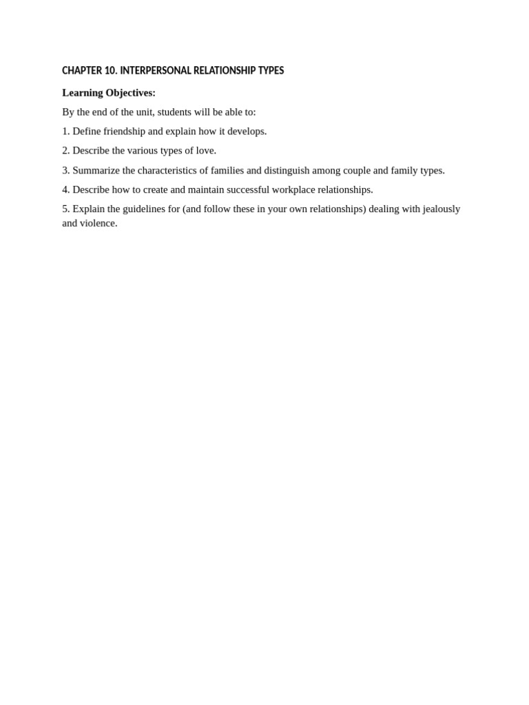 Types of Interpersonal Relationships | PDF | Love | Friendship