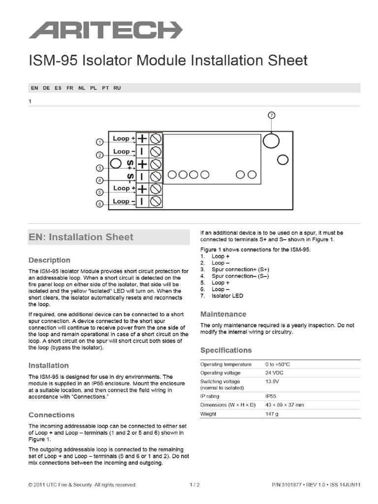 Aritech - Isolador ISM95 | PDF