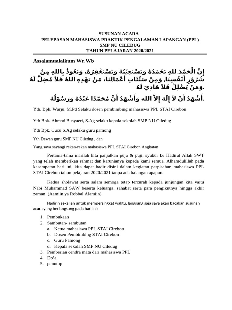 Susunan Acara MC | PDF
