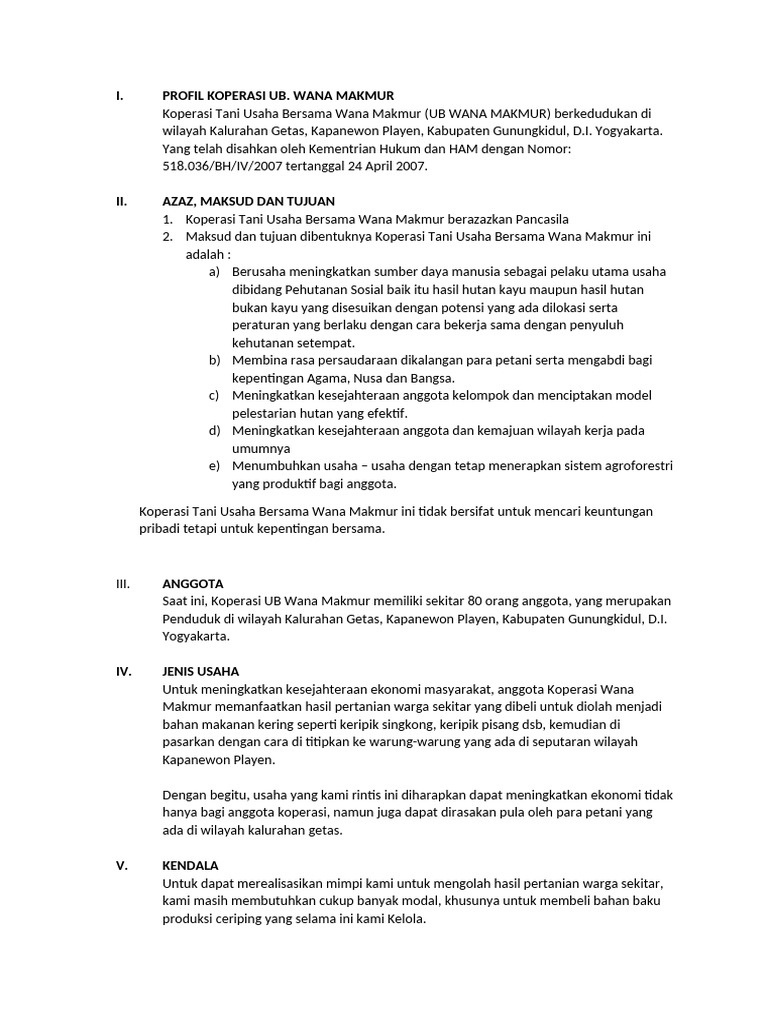 Profil Koperasi Ub | PDF