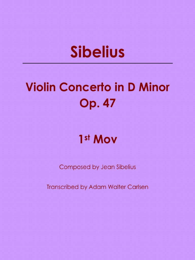 Sibelius Violin Concerto In D Minor For Piano Pdf