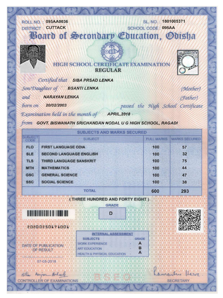 10th Certificate | PDF
