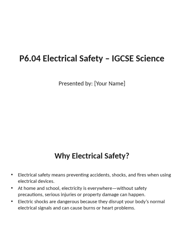Electrical Safety IGCSE | PDF | Fuse (Electrical) | Electrical Connector