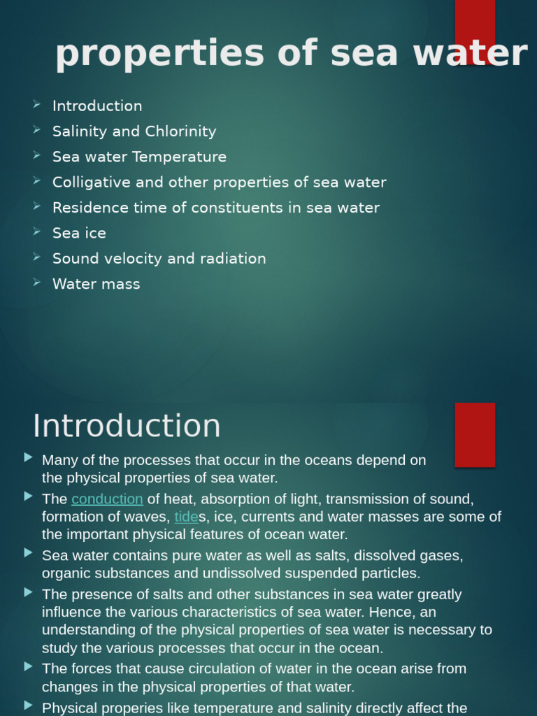 Properties and Characteristics of Seawater | PDF | Oceans | Salinity
