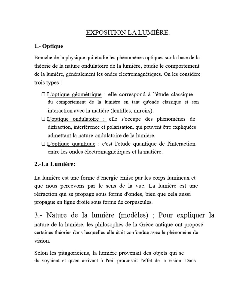 Comprendre la lumière et son optique | PDF | Optique | Lumière