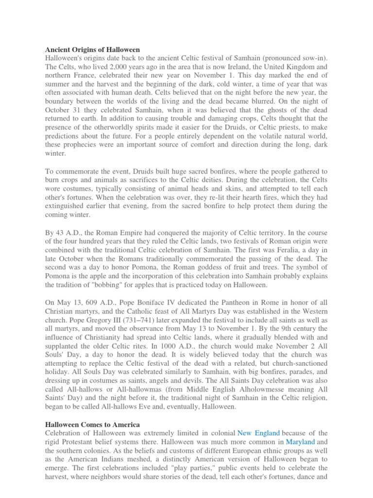 Ancient Origins of Halloween | PDF | Social Science