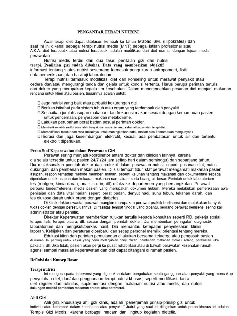 Pengenalan Terapi Nutrisi | PDF
