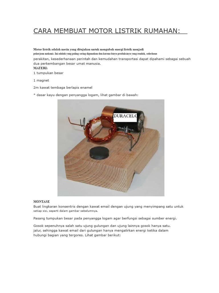 Panduan Membuat Motor Listrik Sederhana | PDF