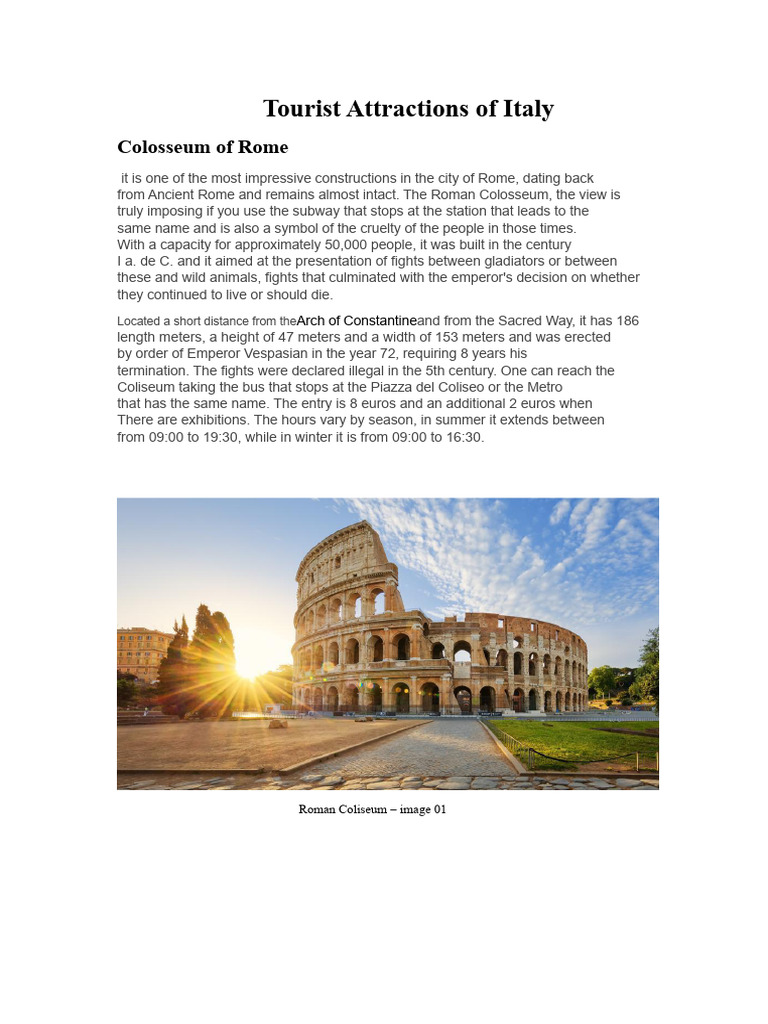 Top Tourist Attractions in Italy | PDF