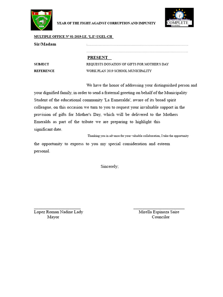 School Municipality Official Letter Template | PDF